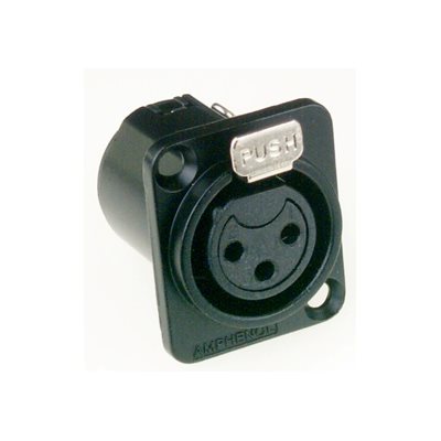 3-Pin XLR Female Panel Mount Connector - Amphenol AC3FDZB-AU - Solder ...